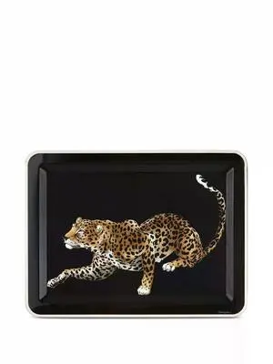 Dolce & Gabbana Large Leopard-print Tray - Black