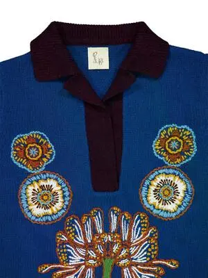 PAULA Embroidered V-neck Sweater