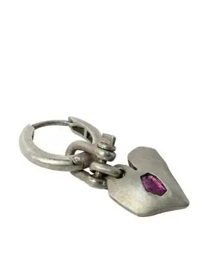 PARTS OF FOUR Jazz's Solid Heart Sterling And Ruby Drop Earring - Silver