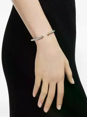 David Yurman 14kt Yellow Gold And Sterling Classic Cable Bracelet With Pearl