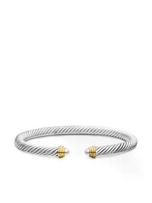 David Yurman 14kt Yellow Gold And Sterling Classic Cable Bracelet With Pearl