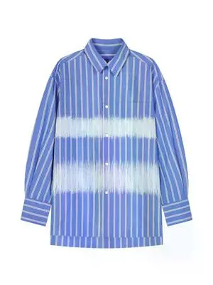 CROQUIS Stripe-pattern Cotton-blend Shirt - Blue