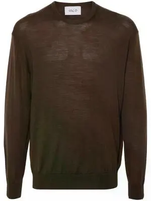 D4.0 Fine Knit Wool Crew Neck Jumper - Brown