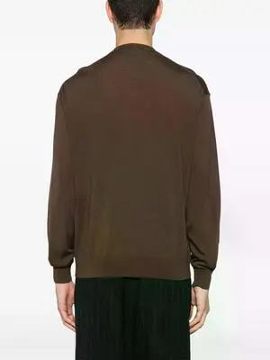D4.0 Fine Knit Wool Crew Neck Jumper - Brown