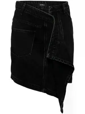 Goen.j Asymmetric Draped Denim Skirt