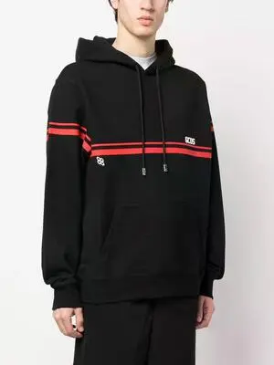 Gcds Cotton Hoodie With Stripe Detailing
