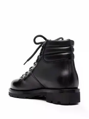 SCAROSSO Catherine Leather Lace-up Boots - Black
