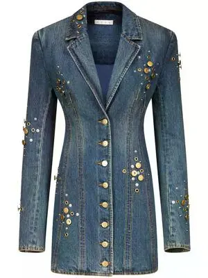 AREA Button-embellished Dress - Blue