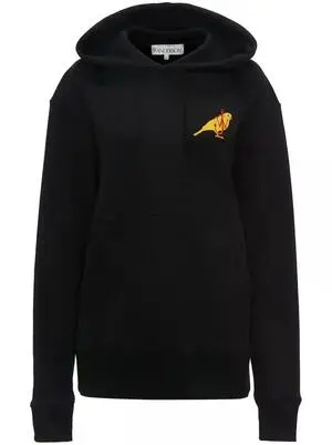 JW Anderson Logo-embroidered Organic Cotton Hoodie - Black