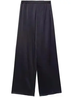 GENTRYPORTOFINO Satin Wide Leg Trousers - Blue