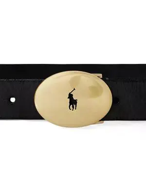 Polo Ralph Lauren Vachetta Leather Belt With Oval Buckle - Black