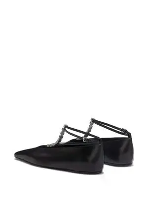 JIL SANDER Crystal-embellished Leather Ballerina Shoes