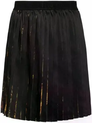 Versace Pleated Watercolour Barocco Print Mini Skirt - Black
