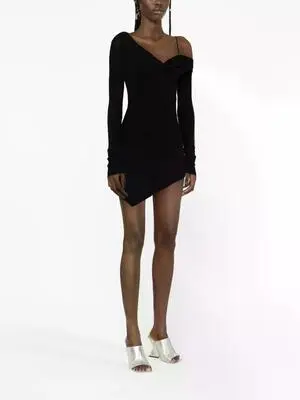 Attico Desai Asymmetric Ribbed-knit Minidress