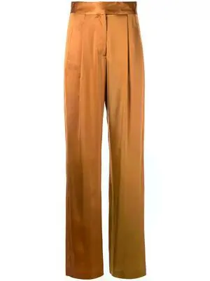 Michelle Mason Wide-leg Silk Satin Trousers - Orange