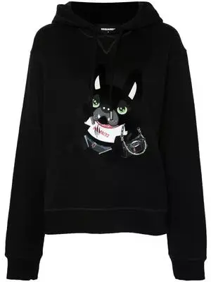 Dsquared2 Cotton Graphic Hoodie - Black