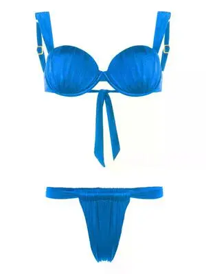 NOIRE SWIMWEAR Ruched Balconette Bikini Set - Blue