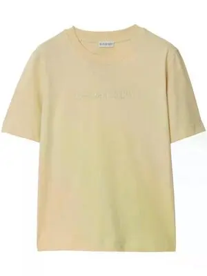 Burberry Logo-embroidered Cotton T-shirt - Neutrals