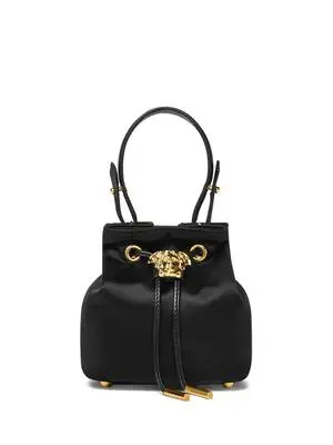 Versace La Medusa Mini Satin Bucket Bag - Black