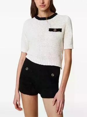 TWINSET Oval T Button Cropped Jumper