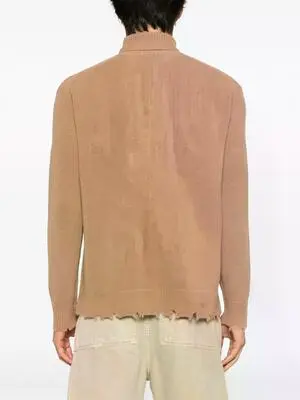 LANEUS Wool Ripped Detail Roll Neck Sweatshirt