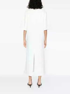 Wardrobe.NYC Jersey Midi Dress With Round Neck And Short Sleeves - Neutrals
