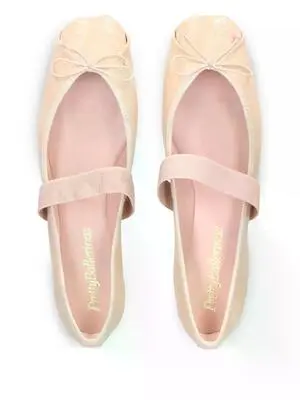Pretty Ballerinas Kristen Ballet Flats With Bow Detail - Neutrals