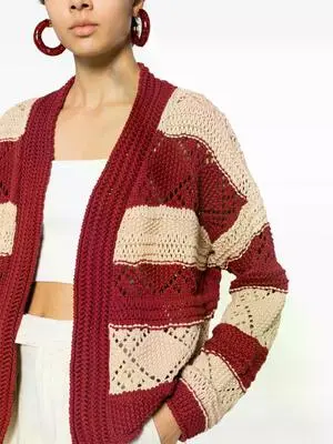 La DoubleJ Striped Knitted Cardigan - Red