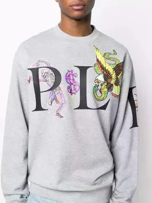 Philipp Plein Graphic Print Cotton Sweatshirt - Grey