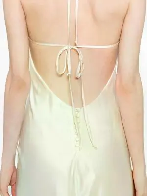 REFORMATION Ivory Halterneck Maxi Dress With Rear Tie And Button Fastening - Neutrals