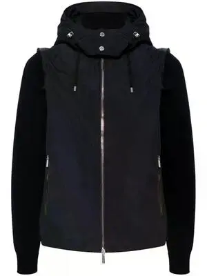 MOORER Contrasting Hooded Jacket - Blue
