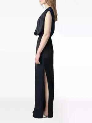 Zadig&Voltaire Ritmic Maxi Dress With V-neck And Cap Sleeves