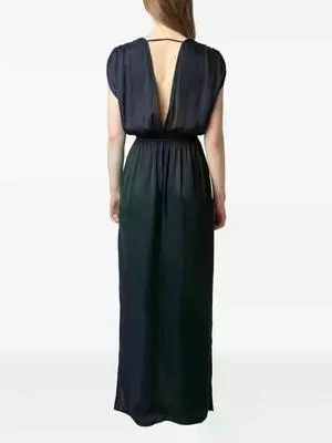 Zadig&Voltaire Ritmic Maxi Dress With V-neck And Cap Sleeves