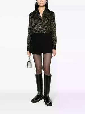 BLANCA VITA Leopard Print Satin Shirt