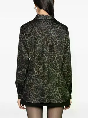 BLANCA VITA Leopard Print Satin Shirt