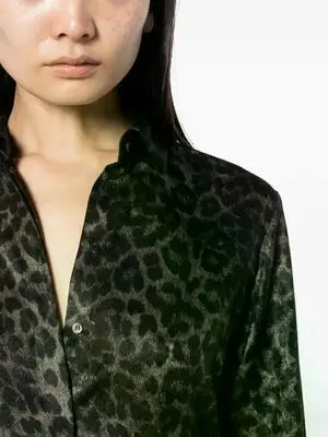 BLANCA VITA Leopard Print Satin Shirt