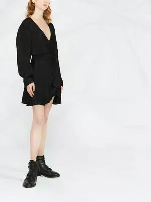 IRO PARIS Silk Blend V-neck Long Sleeve Wrap Dress