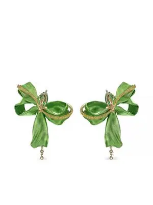 ANABELA CHAN 18kt Yellow Gold Emerald And Diamond Earrings - Green