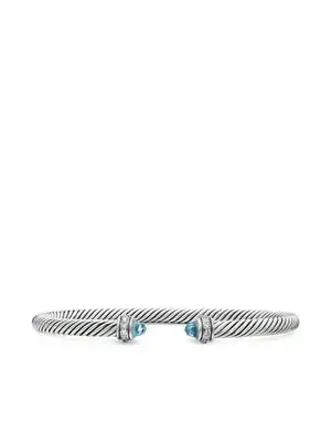 David Yurman Sterling Cable Bracelet With Topaz And Pavé Diamonds - Silver