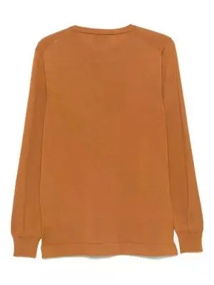 D4.0 Virgin Wool Fine Knit Crew Neck Jumper - Brown