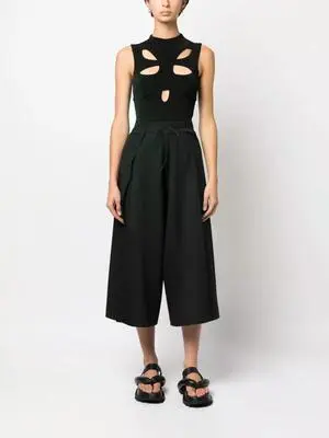 Alchemy Fashions Pleat Detailing Wide Leg Cropped Trousers