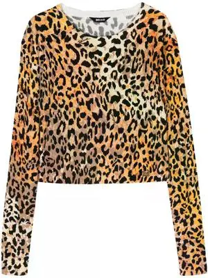 Just Cavalli Animal Print Ribbed Knit Cropped Top