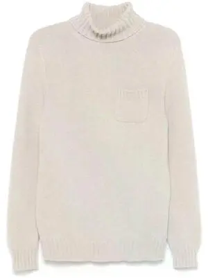 Fedeli Virgin Wool-cashmere Blend Roll Neck Sweater - Neutrals