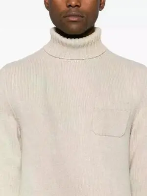 Fedeli Virgin Wool-cashmere Blend Roll Neck Sweater - Neutrals