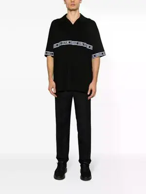Versace Logo-tape Cotton Polo Shirt - Black