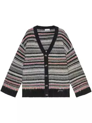 GANNI Striped Buttoned Cardigan
