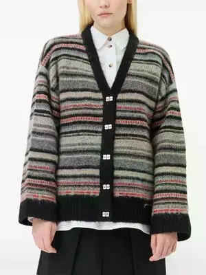 GANNI Striped Buttoned Cardigan