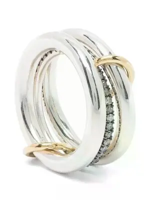 SPINELLI KILCOLLIN Sterling And 18kt Yellow Gold Libra Ring With Pavé Diamonds - Silver