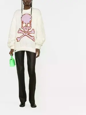 Philipp Plein Skull & Bones Knitted Jumper - Neutrals