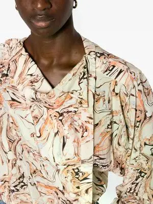Isabel Marant Étoile Tiphaine Marble-print Silk Blouse - Neutrals